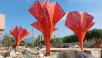 China Red Baking Varnish 4.5M Height Garden Ornaments Statues for sale
