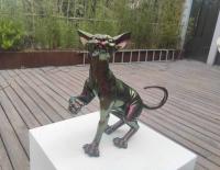 China 0.8M High Stainless Steel Custom Cat Sculpture With Chamelized Painting for sale