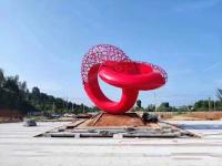 China Large Outdoor Metal Sculpture Color Painted Handmade Red Baking Varnish for sale