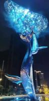 China 6.0M High Mirror Polished Metal Whale Sculpture For Plaza Decoration for sale