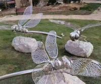 China Modern Art Outdoor Animal Statues Stainless Steel Dragonfly For Garden for sale