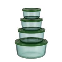 China IKOO Modern and Stylish Teal Color Glass Container Made of High Borosilicate Glass Oven Safe and Microwave Safe for sale