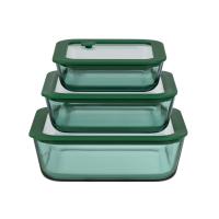 China IKOO Modern and Stylish Teal Color Glass Container Made of High Borosilicate Glass Oven Safe and Microwave Safe for sale