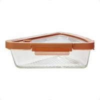 China Multifunctional 25oz Capacity Triangle Glass Pizza Storage Container for Food Storage for sale