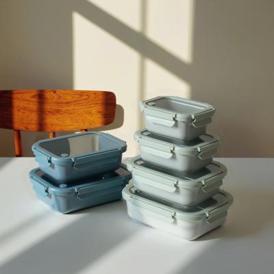 China IKOO Stackable Ceramic Food Storage Container with Glass Lid for sale