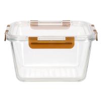 China IKOO 1800ml Rectangular Glass Food Container with Detachable Silicone Lid for sale