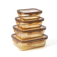 China IKOO Amber Glass Container with High Borosilicate Glass Stackable and Airtight Food Storage Containers for sale