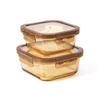 China IKOO Amber Glass Container with High Borosilicate Glass Stackable and Airtight Food Storage Containers for sale
