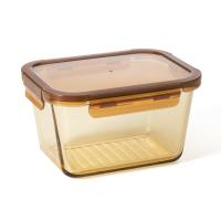 China IKOO Amber Glass Container with High Borosilicate Glass Stackable and Airtight Food Storage Containers for sale