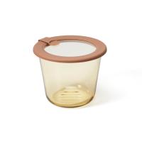 China IKOO Amber Glass Food Storage Container with Vented Glass Lid BPA-Free High Borosilicate Glass for sale