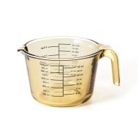 China IKOO Heat Resistant Amber Color Glass Measuring Cup with 250ml/500ml/1000ml Capacity and High Borosilicate Glass for sale