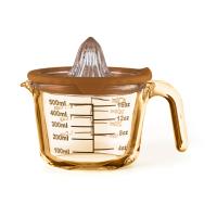 China IKOO Heat Resistant Amber Color Glass Measuring Cup with 250ml/500ml/1000ml Capacity and High Borosilicate Glass for sale