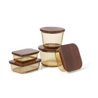 China High Borosilicate Glass Food Container with Multiple Capacities and Temperature Resistant Eco Acacia Wood Lid for sale