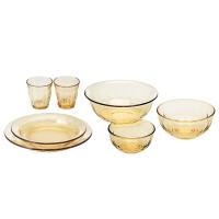 China Amber Color Glass Tableware Set Made of High Borosilicate Glass BPA-Free & Eco-Friendly for Food and Beverage Serving for sale