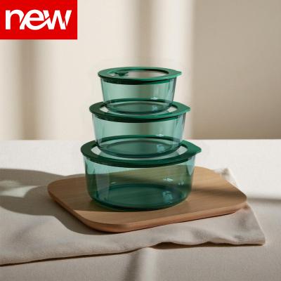 China IKOO Modern and Stylish Teal Color Glass Container Made of High Borosilicate Glass Oven Safe and Microwave Safe for sale
