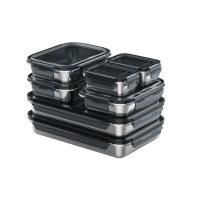 China Stainless Steel Food Container Set 260ml-1930ml with BPA-Free PP Lid for sale