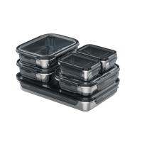 China Stainless Steel Food Container Set 260ml-1930ml with BPA-Free PP Lid for sale