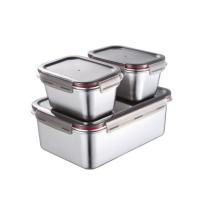 China SS304 Stainless Steel Food Container 0.45mm Thick with Locking Lid for sale