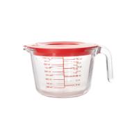 China Heat Resistant Glass Measuring Cup 500ml 1000ml with PP Lid for sale