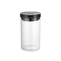 China IKOO Custom Logo Clear Glass Canister and Pantry Storage Container with Easy Open PP Lid in 450ml, 1000ml, and 1500ml Sizes for sale