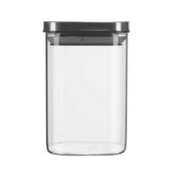 China Square Glass Canister and Food Storage Jar with 780ml 1100ml 1400ml Capacity High Borosilicate Glass and Stainless Steel Lid for sale