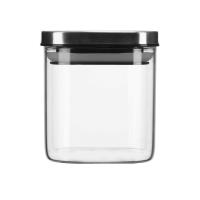 China Square Glass Canister and Food Storage Jar with 780ml 1100ml 1400ml Capacity High Borosilicate Glass and Stainless Steel Lid for sale