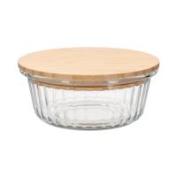 China IKOO 370ml 640ml 1050ml High Borosilicate Glass Food Container with Natural Bamboo Lid for sale