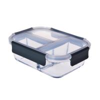 China IKOO Divided Glass Food Container with Cool Lock PP Lid for sale
