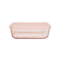 China Pink Color Sprayed Glass Food Container with PE Lid for sale