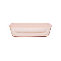 China Pink Color Sprayed Glass Food Container with PE Lid for sale