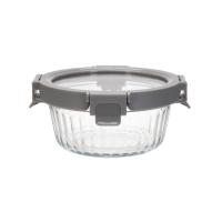China IKOO Striped Glass Food Container with Tempered Glass Lid for sale