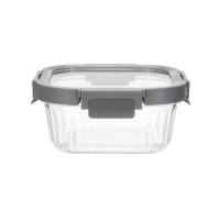 China IKOO Striped Glass Food Container with Tempered Glass Lid for sale