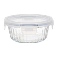 China Striped High Borosilicate Glass Food Container with PP Lid for sale