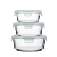 China IKOO 4-Lock Oven Safe and Microwave Safe Glass Food Storage Container with High Borosilicate Glass for sale