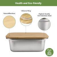 China Multifunctional Airtight Freezer Safe Stainless Steel Food Container with Bamboo Lid Reusable Meal Prep Box for sale