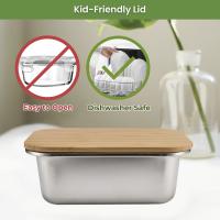 China Multifunctional Airtight Freezer Safe Stainless Steel Food Container with Bamboo Lid Reusable Meal Prep Box for sale