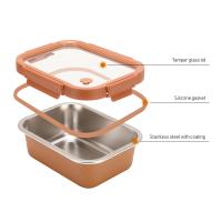 China IKOO Stainless Steel Food Storage Container with Glass Lid 500ml-1000ml for sale