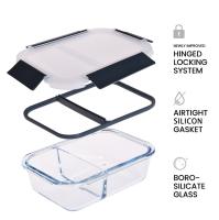 China IKOO Divided Glass Food Container with Cool Lock PP Lid for sale