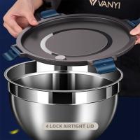 China IKOO 304 Stainless Steel Salad Bowl 1.5L-5.0L with Leakproof Cool Lock Lid for sale