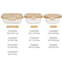 China IKOO Oven Safe Transparent Glass Food Container with Bamboo Lids and Cool Lock for Secure Food Storage for sale