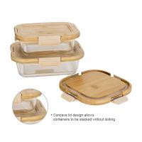 China IKOO Oven Safe Transparent Glass Food Container with Bamboo Lids and Cool Lock for Secure Food Storage for sale