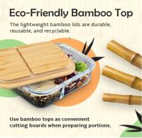 China IKOO Bamboo Lid Divided Glass Container - Borosilicate Microwave Safe for sale