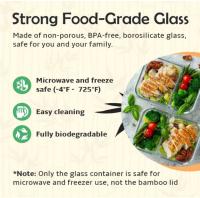 China IKOO Bamboo Lid Divided Glass Container - Borosilicate Microwave Safe for sale