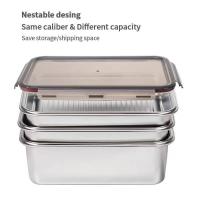 China SS304 Stainless Steel Food Container 0.45mm Thick with Locking Lid for sale