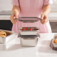 China SS304 Stainless Steel Food Container 0.45mm Thick with Locking Lid for sale