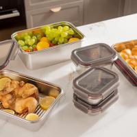 China SS304 Stainless Steel Food Container 0.45mm Thick with Locking Lid for sale