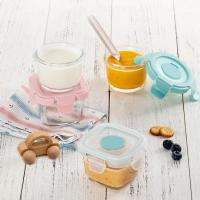 China IKOO 120ml 130ml 160ml Mini Glass Food Container and Baby Food Storage Container with High Borosilicate Glass and Silicone Lids for sale