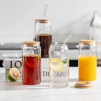 China IKOO Eco-Friendly Glass Tumbler with Bamboo Lid and Glass Straw for Hot and Cold Beverages for sale