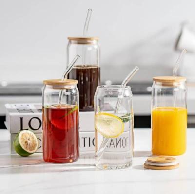 China IKOO Eco-Friendly Glass Tumbler with Bamboo Lid and Glass Straw for Hot and Cold Beverages for sale