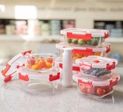 China IKOO Airtight Vacuum Glass Food Container with PP Lid and Silicon Gasket for Freshness Preservation for sale